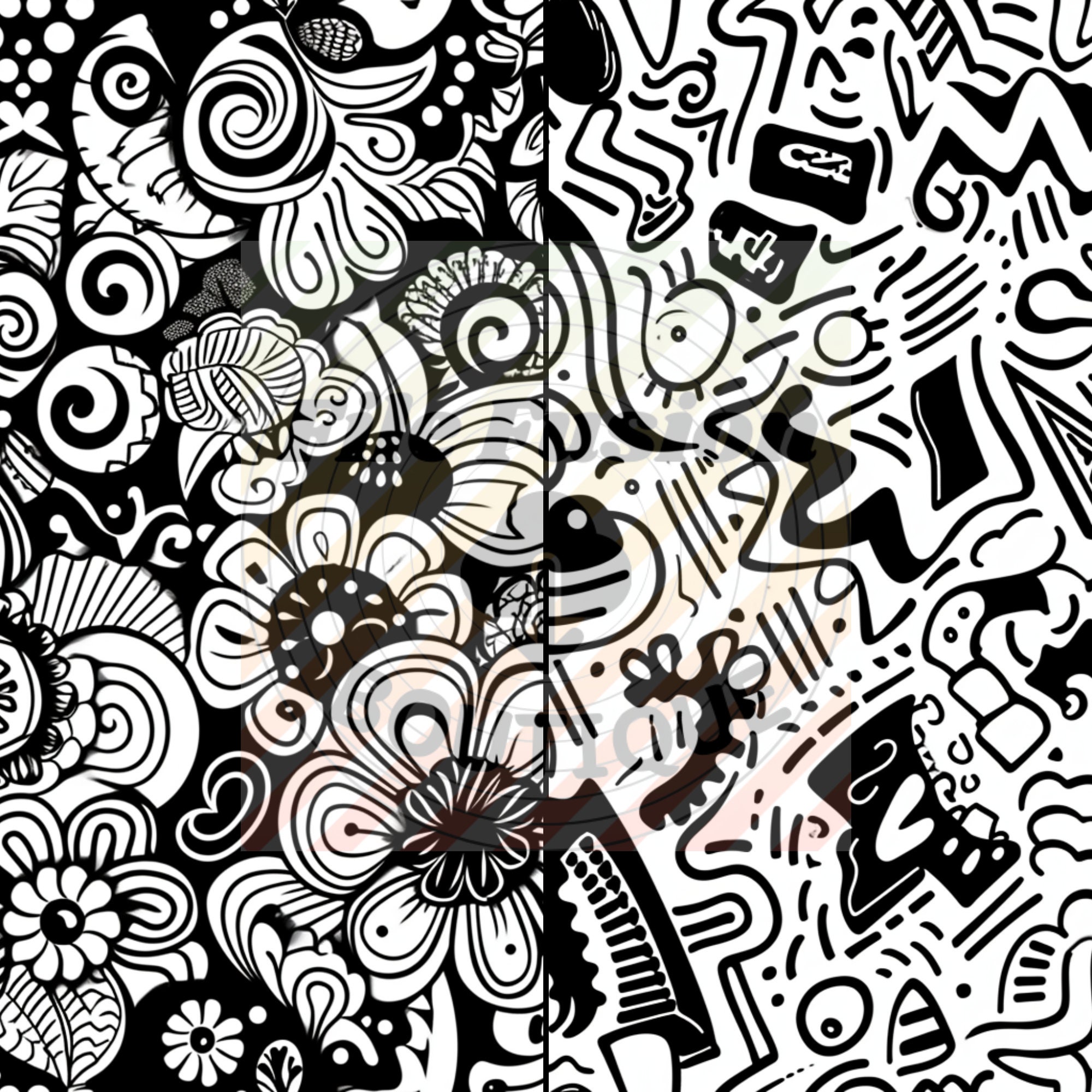Black and White Doodles Digital Paper, JPG, 12 Patterns, Doodles ...