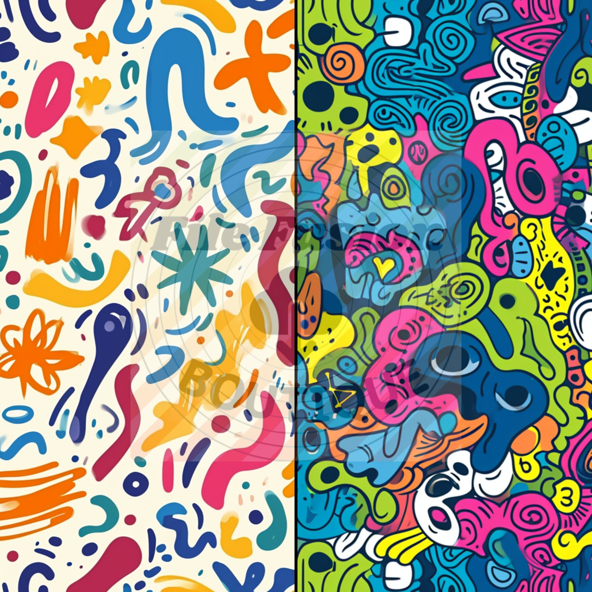 Colorful Doodles Digital Paper, JPG, 12 Patterns, Doodles Pattern ...