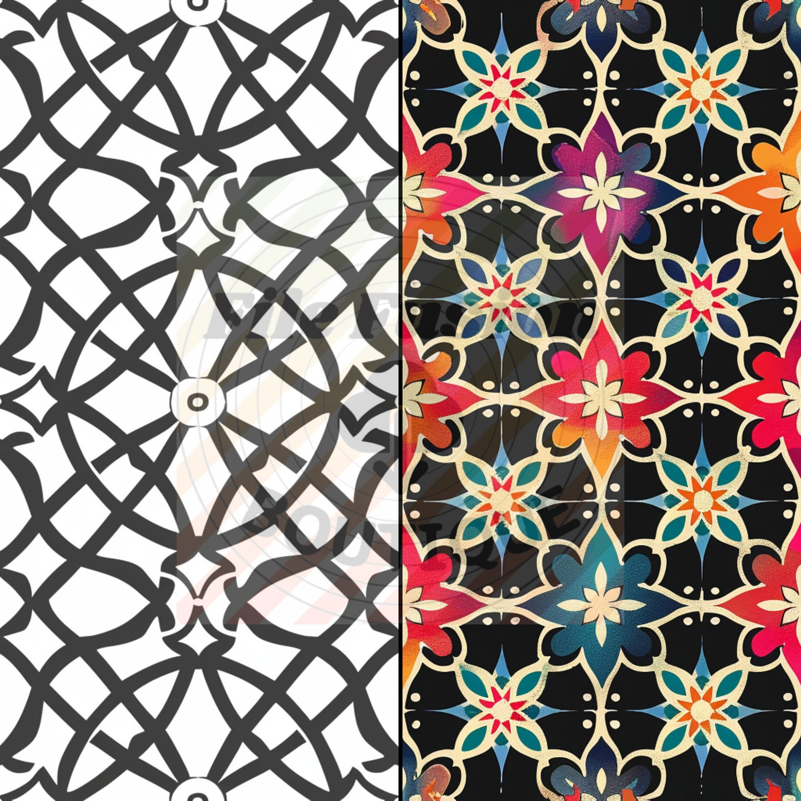 Arabesque Pattern Digital Paper, JPG, 12 Patterns, Arabesque Pattern ...