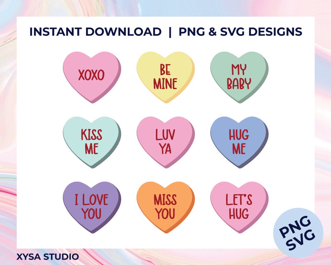 Candy Heart Sweet Message SVG PNG File, Cute Aesthetic Trendy Artsy ...