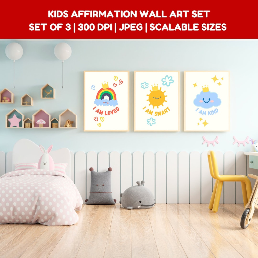 Set of 3 Kids Positive Affirmation Wall Art - Etsy
