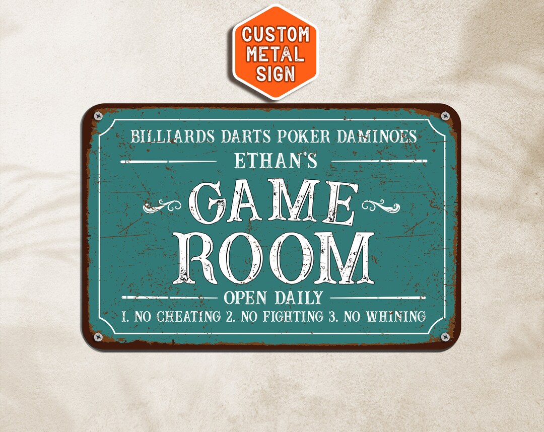 Personalized Game Room Sign, Rec Room Sign, Card Room, Pool Billiards ...