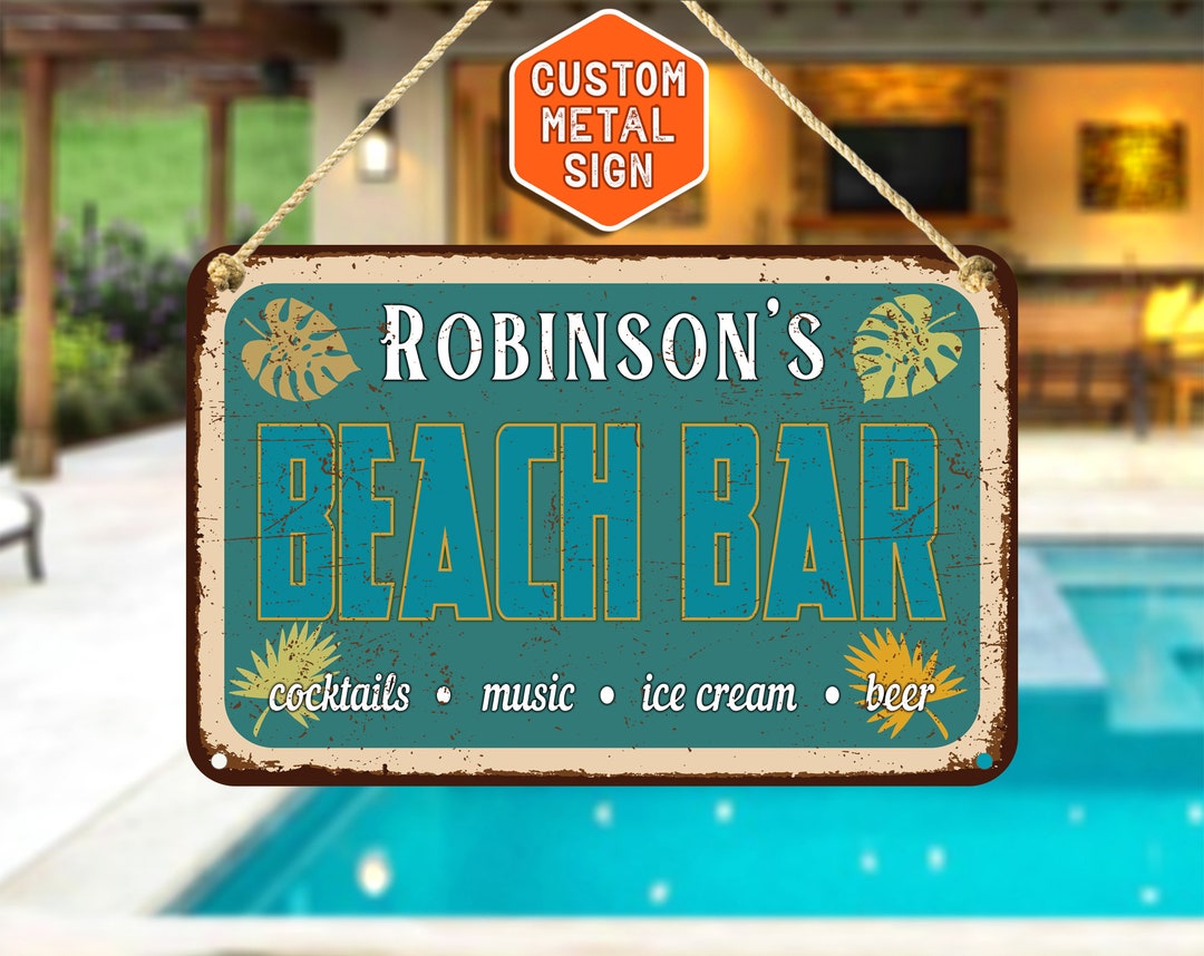 Beach Cocktail Sign, Beach Bar Decor, Beach Bar Sign, Coconut Drink ...