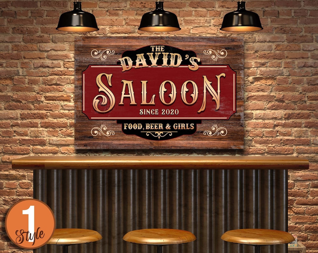 Personalized Saloon Sign, Bar Decor Sign, Vintage Pub and Bar Sign ...