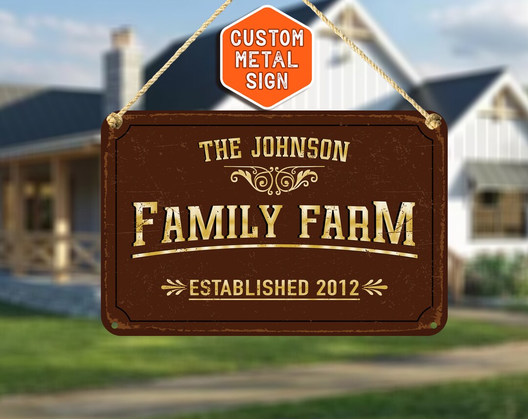 Personalized Farm Sign, Farm House Metal Sign, Retro Farm Sign, Family ...