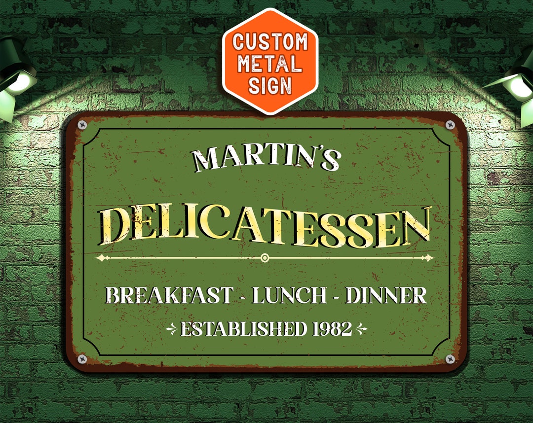 Custom Deli Sign, Delicatessen Enamel Sign, Personalized Deli Shop Sign ...