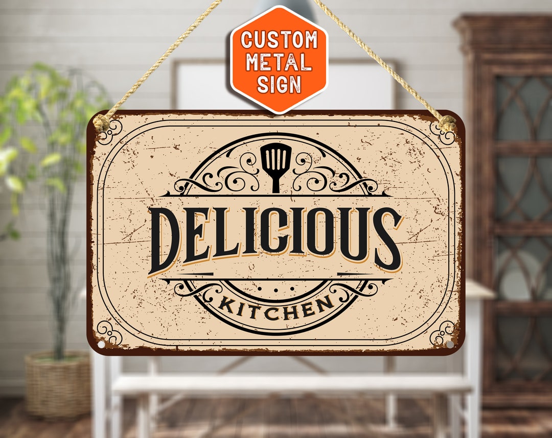 CUSTOM KITCHEN SIGN, Personalized Kitchen Sign, Vintage Style Kitchen ...