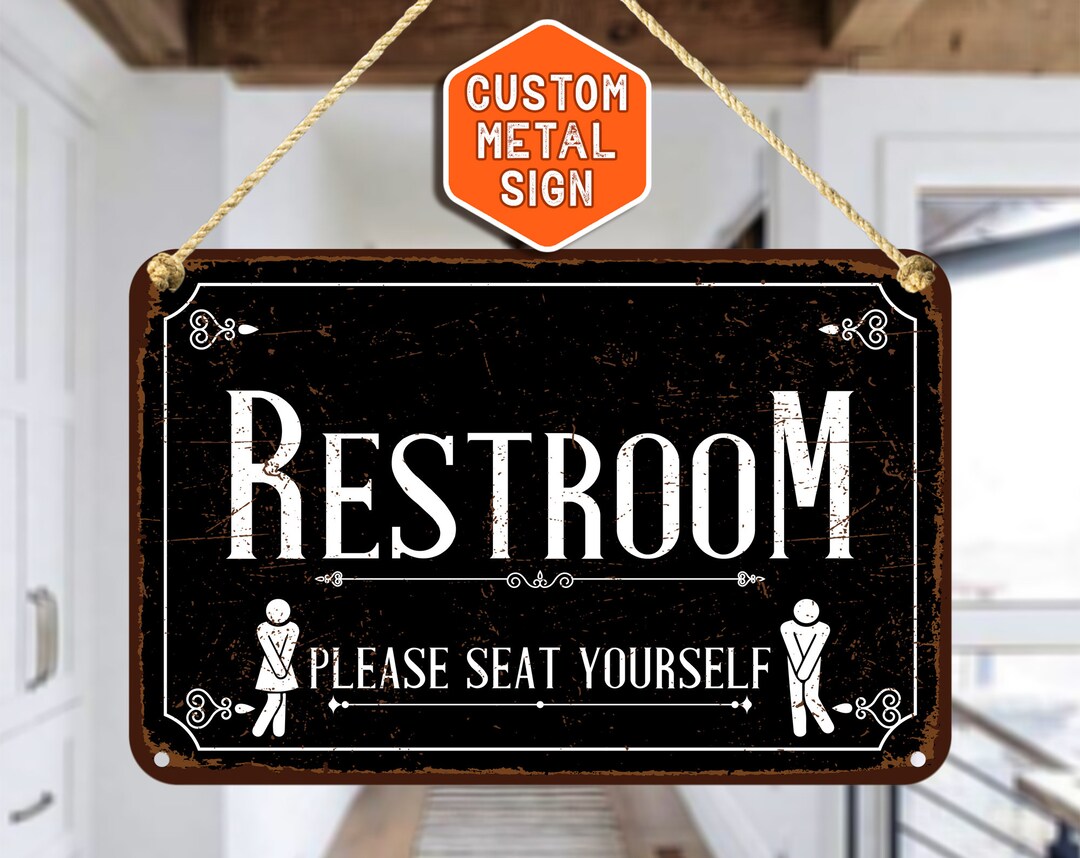 RESTROOM SIGN, Restroom Signs, Vintage Style Pub Restroom Sign ...
