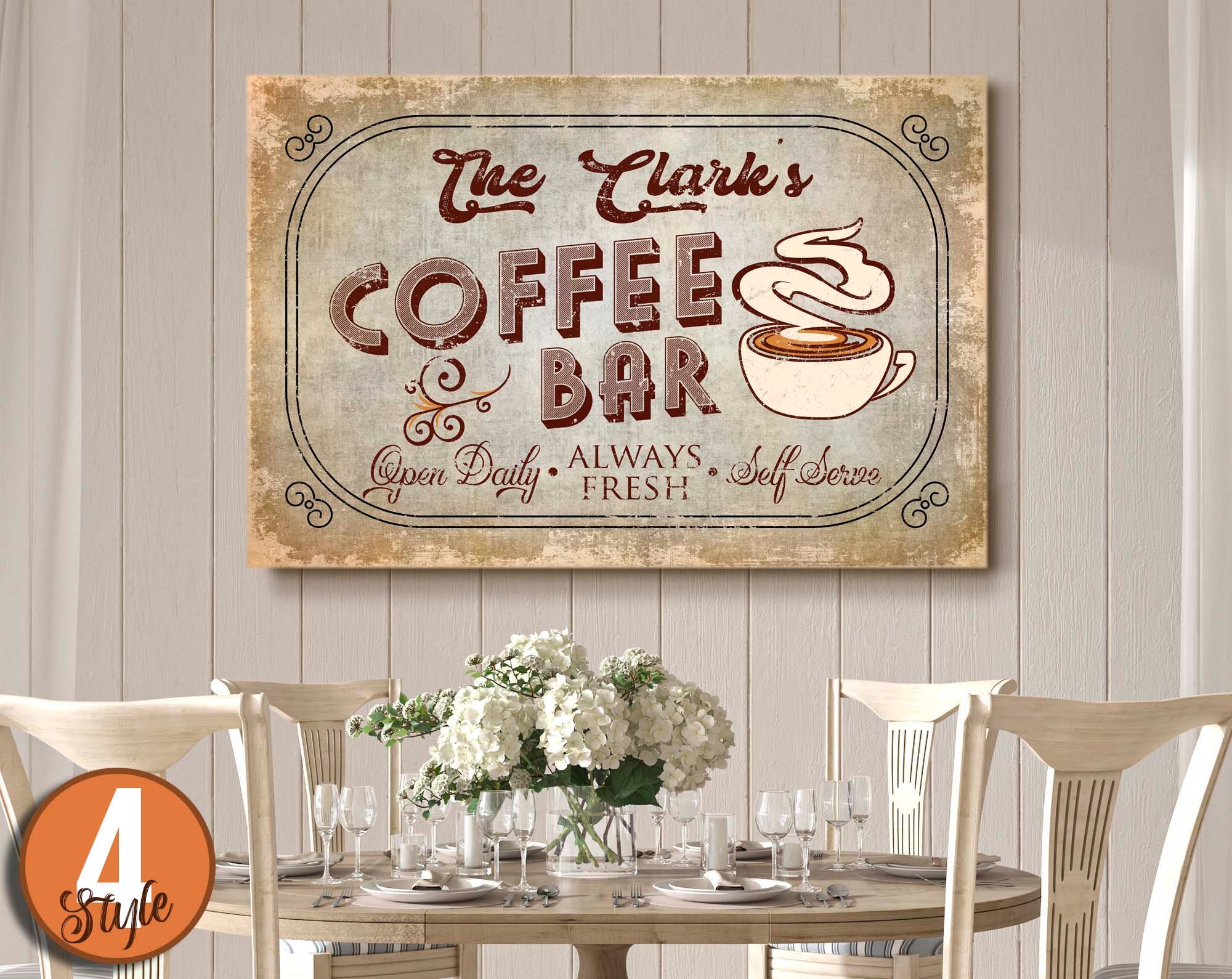 Coffee Bar Sign, Cafe Sign, Coffee Shop Decor, Custom Canvas Sign ...