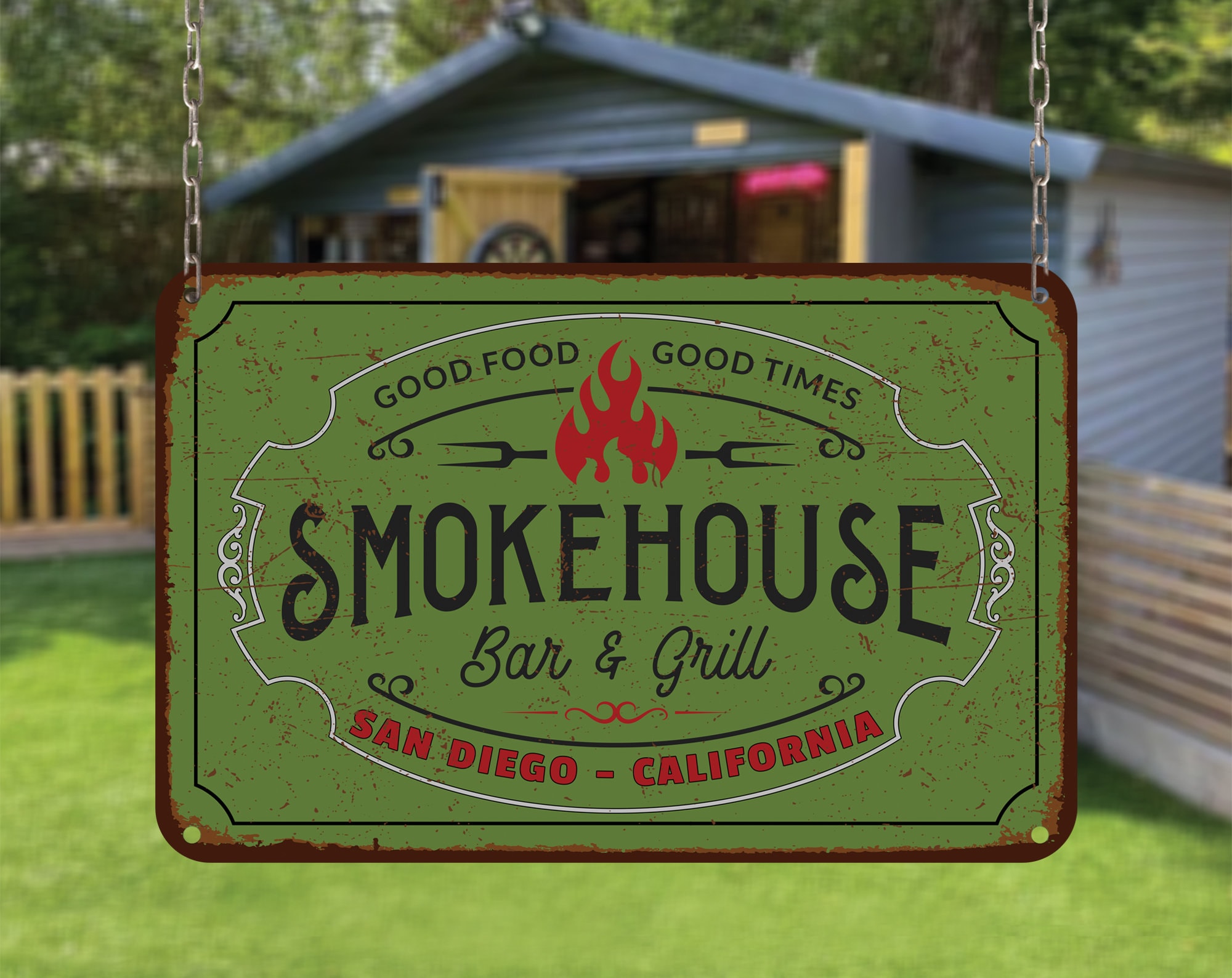 The Smokehouse Sign, Personalized Home of World Famous Wood Fire BBQ ...