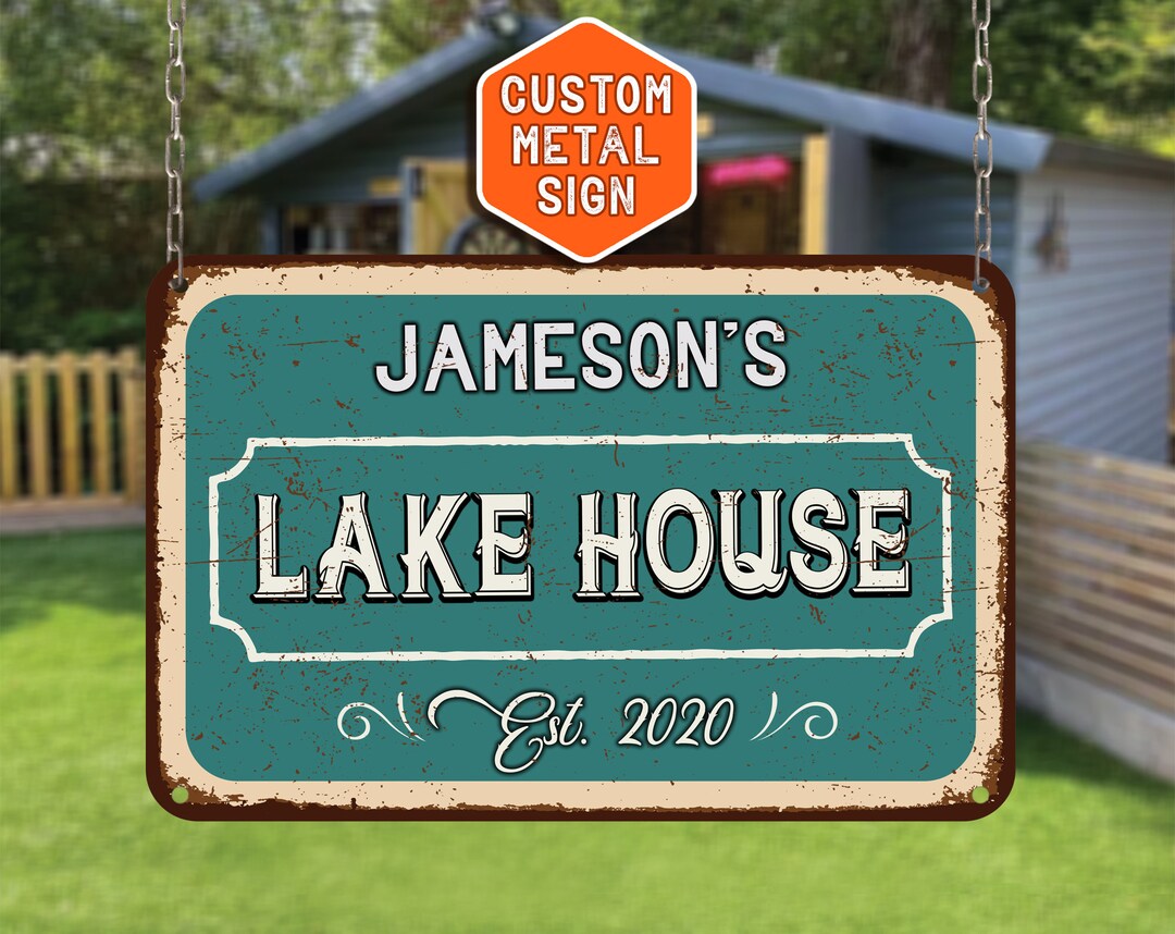 Lake House Metal Sign, Original Design Metal Retro Sign, Personalized ...