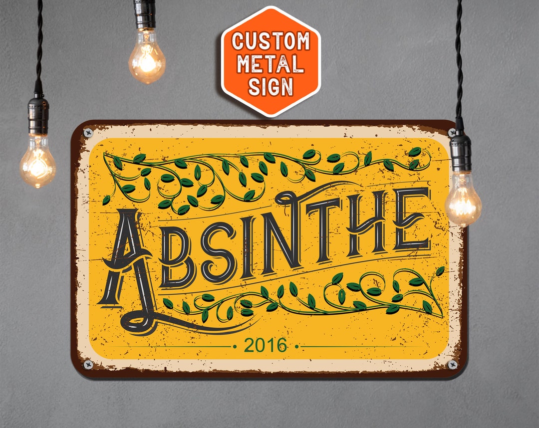 Personalized Absinthe Metal Sign, Retro Backyard Sign, Vintage Tinplate ...