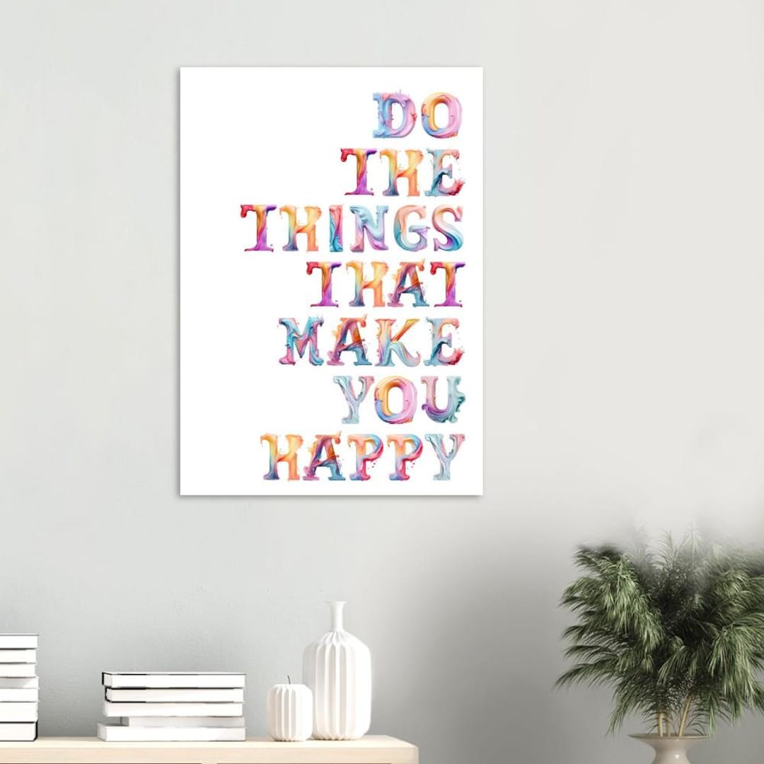Happiness Quote Print Quotes Poster | Happy Inspirational Saying | Wall ...