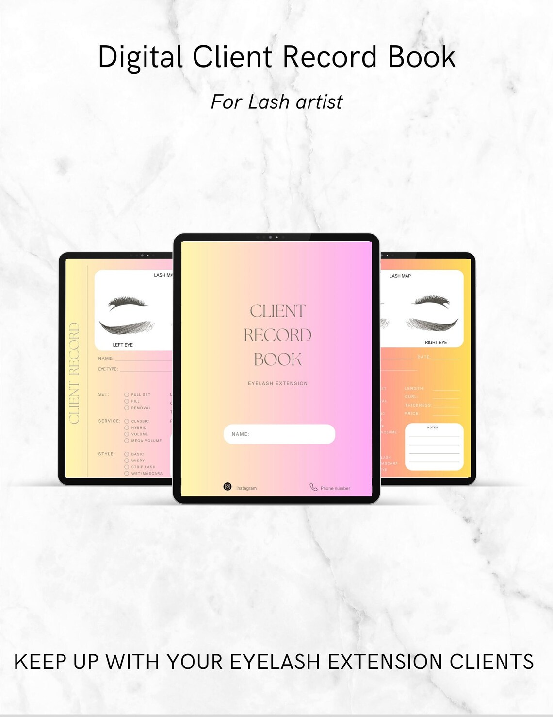 Lash Client Record, Digital Lash Tech Client Record Book, Digital ...