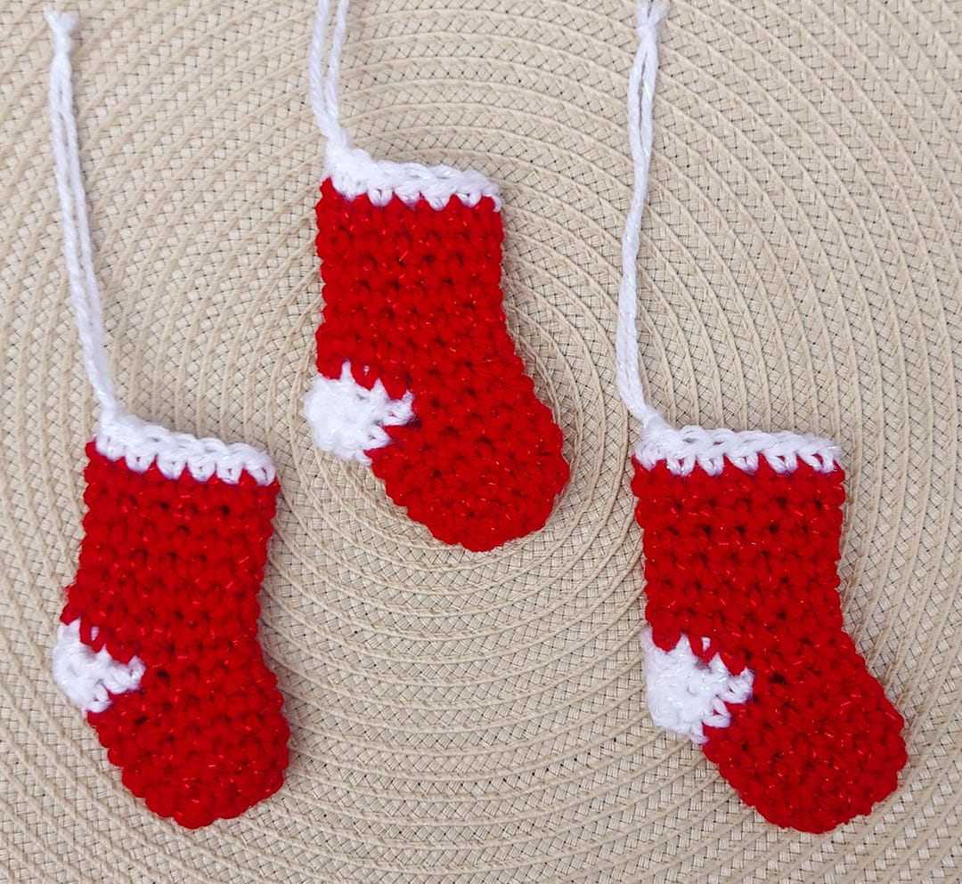 Crochet Twinkle Mini Stocking Ornaments - Set of 3 - Etsy