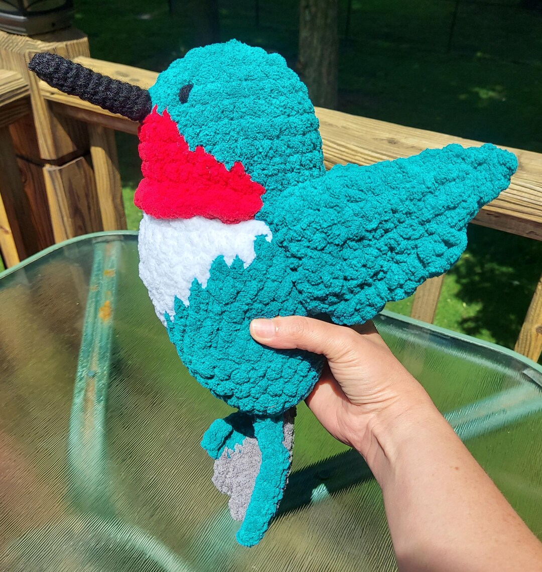Ruby-throated Hummingbird Crochet Plush With Embroidered Eyes - Etsy