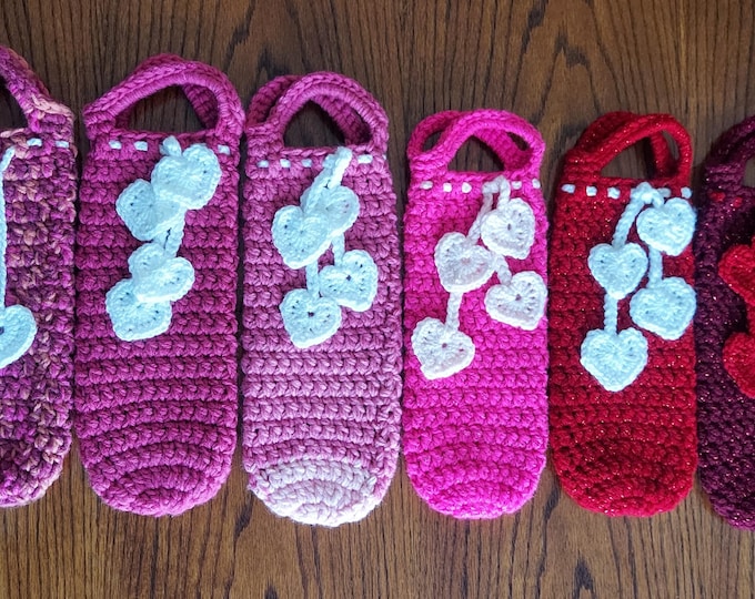 Sparkling Crochet Wine Bottle Cozy With Drawstring Hearts - Etsy