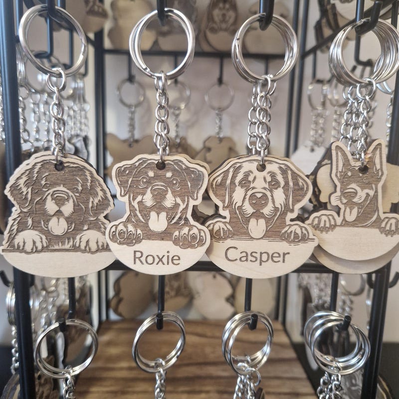 Wooden Dog Key Rings - Etsy UK