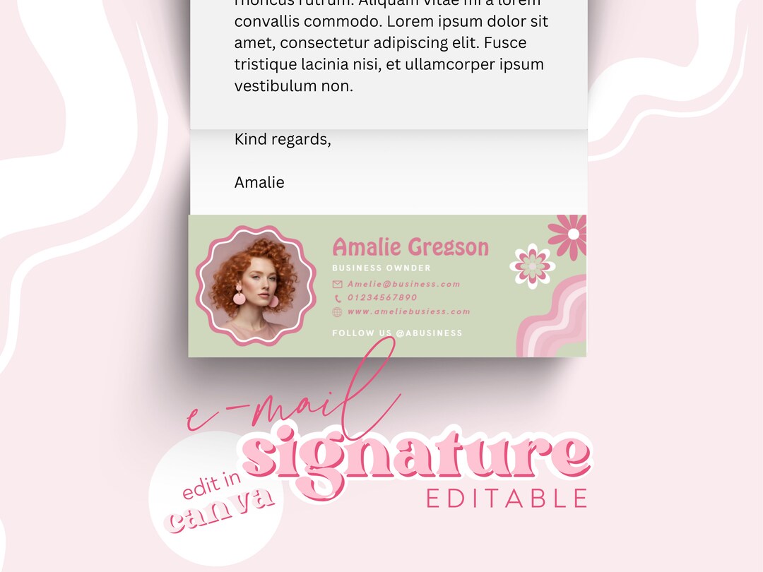 Gmail Outlook Editable in Canva Small Business Email Signature Retro ...