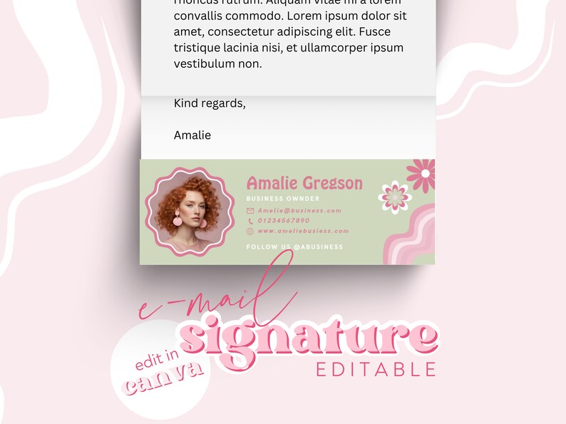 Gmail Outlook Editable in Canva Small Business Email Signature Retro ...