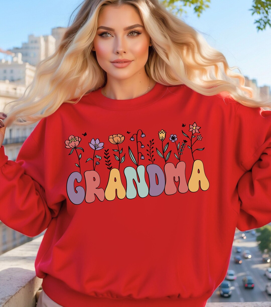 Floral Grandma Sweatshirt Flower Pattern Top Grandma Gift Blossom Nana ...