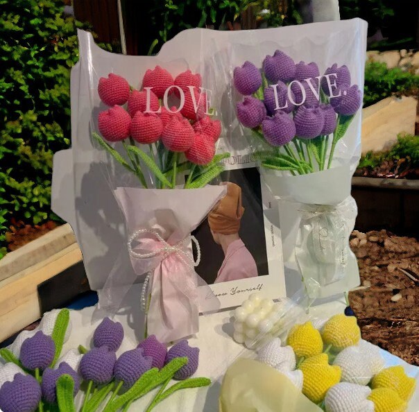 Tulip Flowers Handmade-mothers Day Gift-crochet Flower Gift Knitted ...