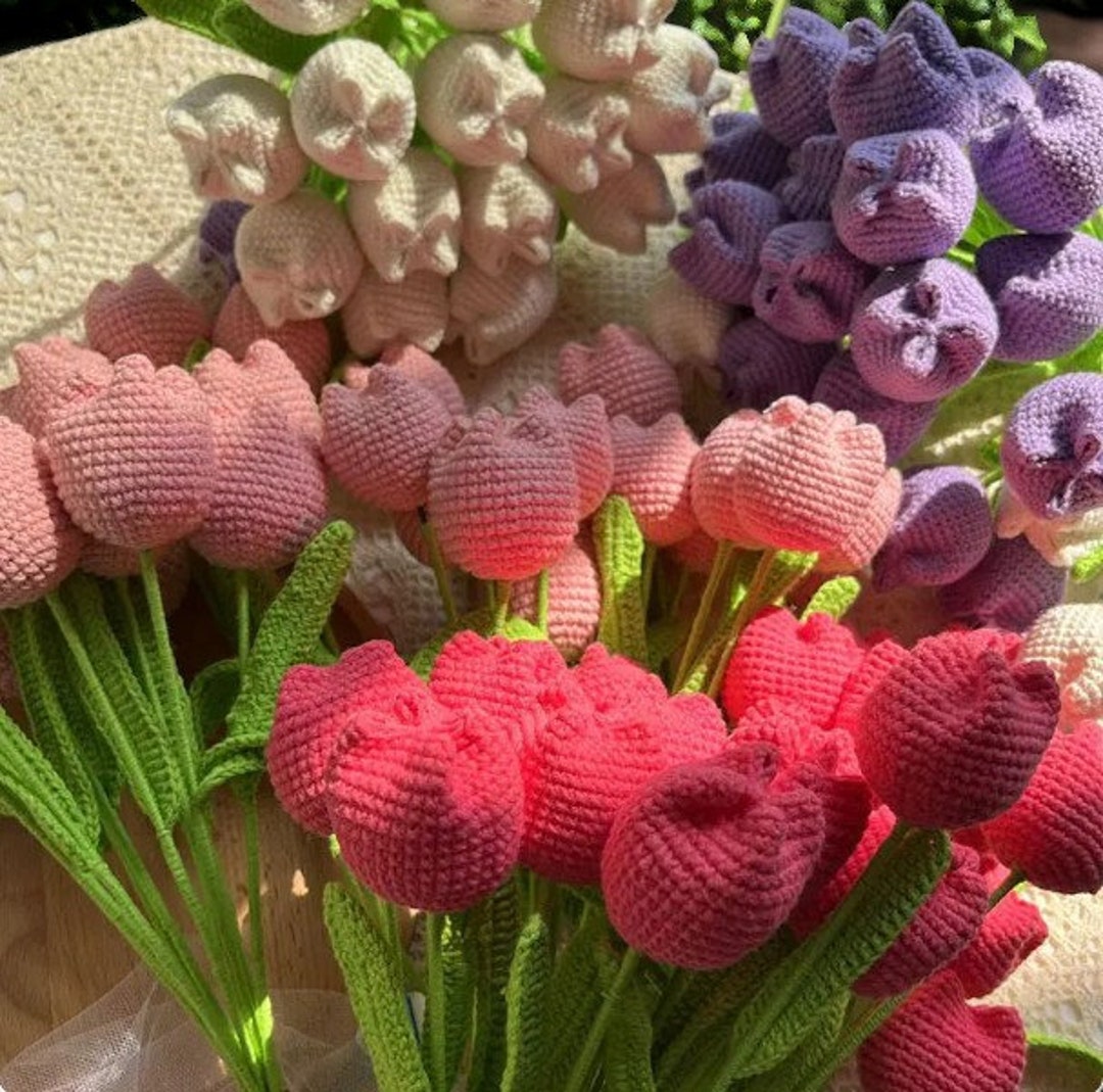 Tulip Flowers Handmade-mothers Day Gift-crochet Flower Gift Knitted ...