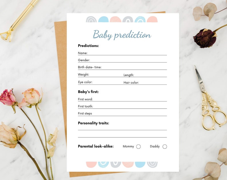 26x Babyshower Fun Printable Games | Gender Neutral Baby Predictions ...