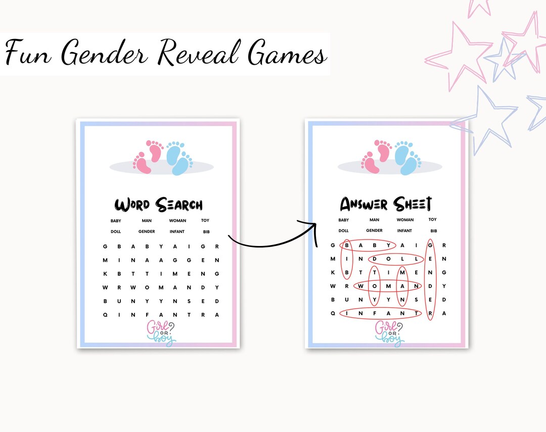 22x Gender Reveal Fun Printable Games | Gender Neutral | Game Cards ...