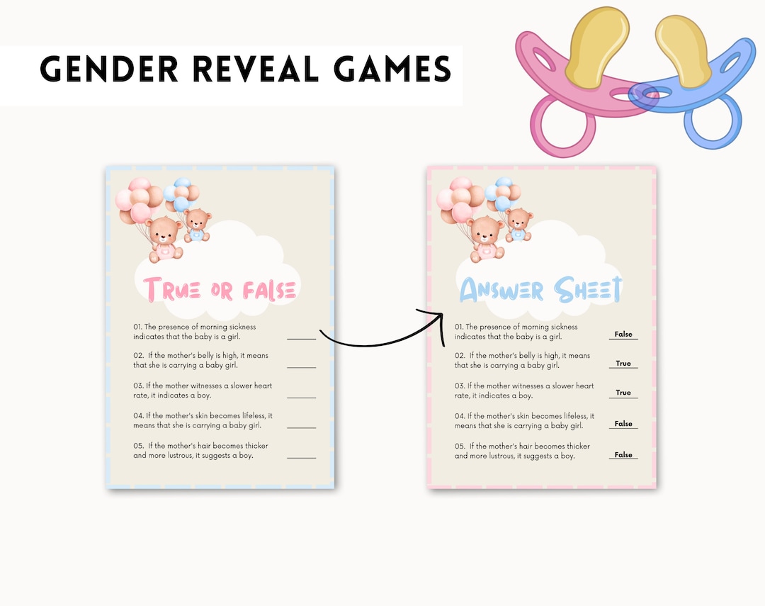 22x Gender Reveal Fun Printable Games | Gender Neutral | Game Cards ...
