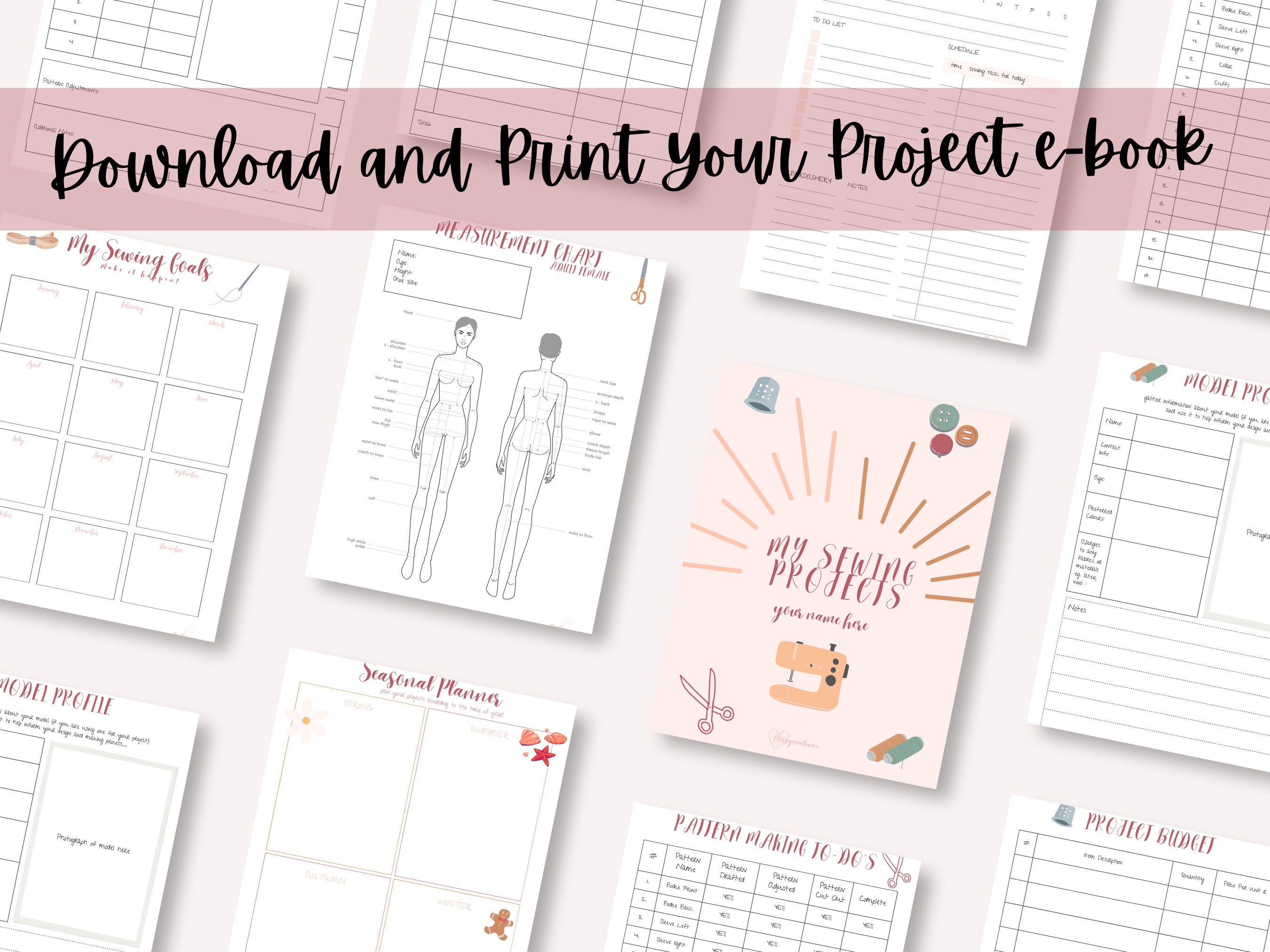 Planner Sewing Project Printable Sewing Journal Planner Digital