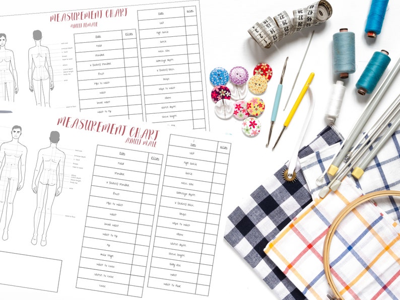 Sewing Measurement Chart Planner Sewing Digital Measurement Sew ...