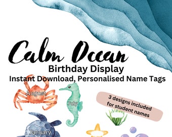 Jellyfish Birthday Display, Printable Classroom Birthday Chart, Under ...