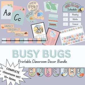 Busy Bugs Classroom Decor Printable Bundle, Instant Download Teacher ...