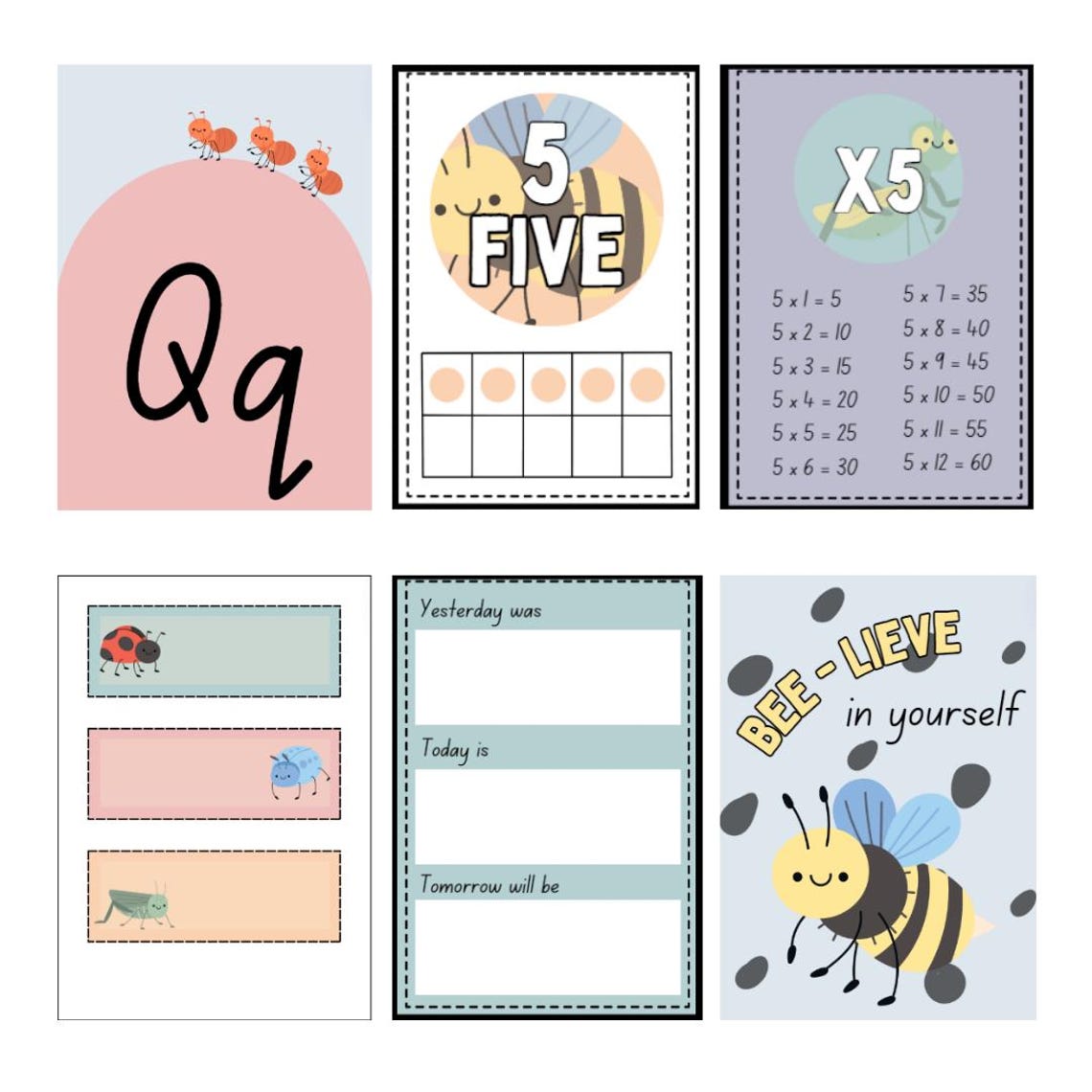 Busy Bugs Classroom Decor Printable Bundle, Instant Download Teacher ...