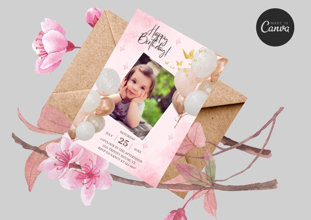Balloon Release Invite | Air Balloon Invitation Card | Happy Birthday ...