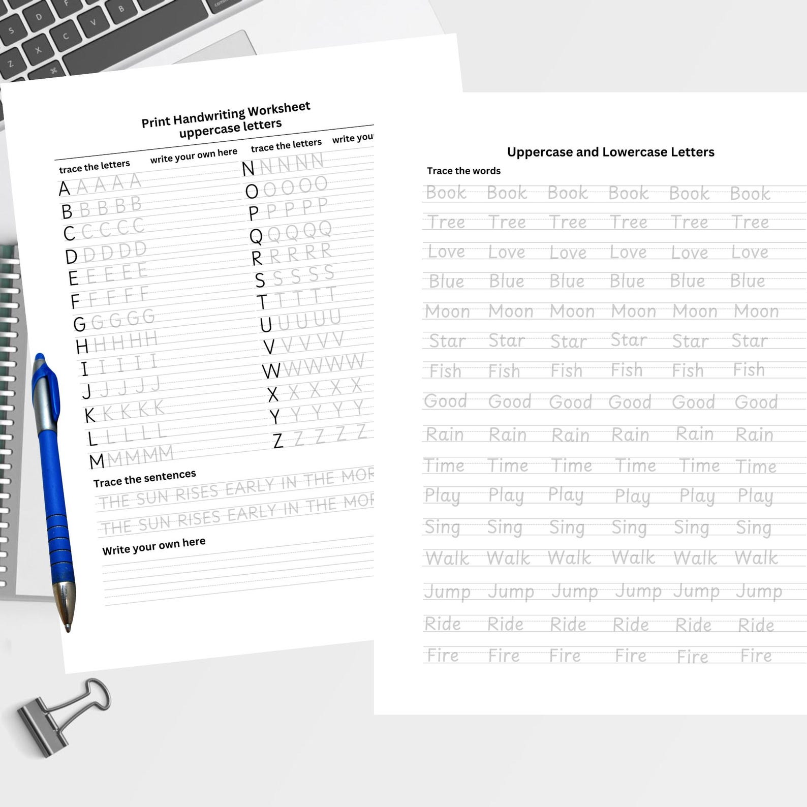 Printable Handwriting Worksheets – 7 Pages | Letter, Word, and Sentence ...
