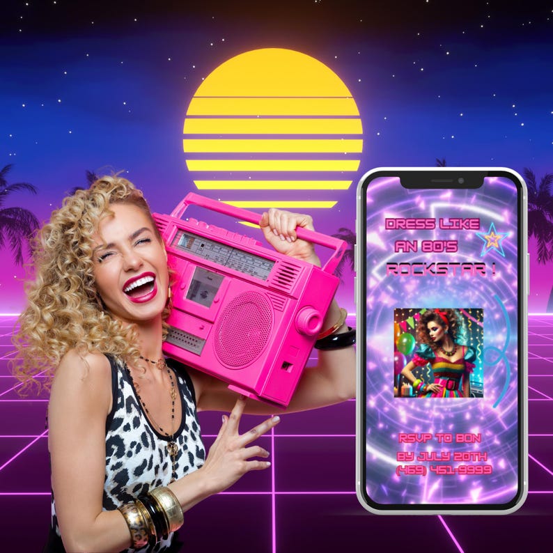 Back to the 80s Party Invitation. 80s Party Invitation, Eighties Retro ...