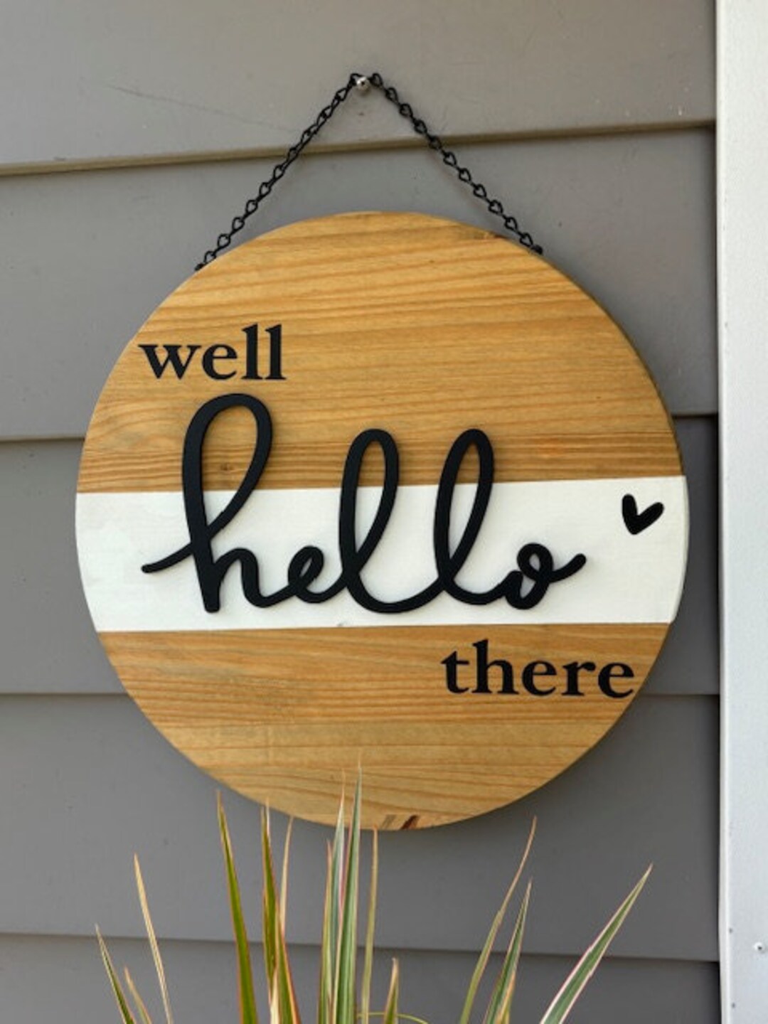 Wooden Round Hello Sign-front Door Sign-welcome Sign-all Season Sign ...