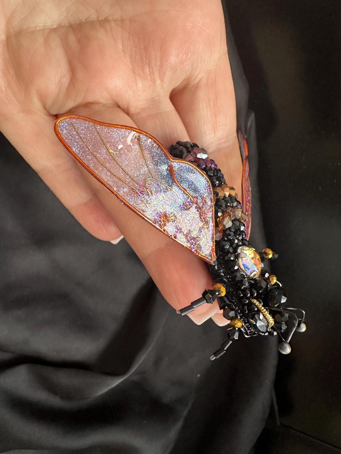 Handmade Beaded Wasp Brooch: Crystal & Stone Embroidered Insect Pin - Etsy