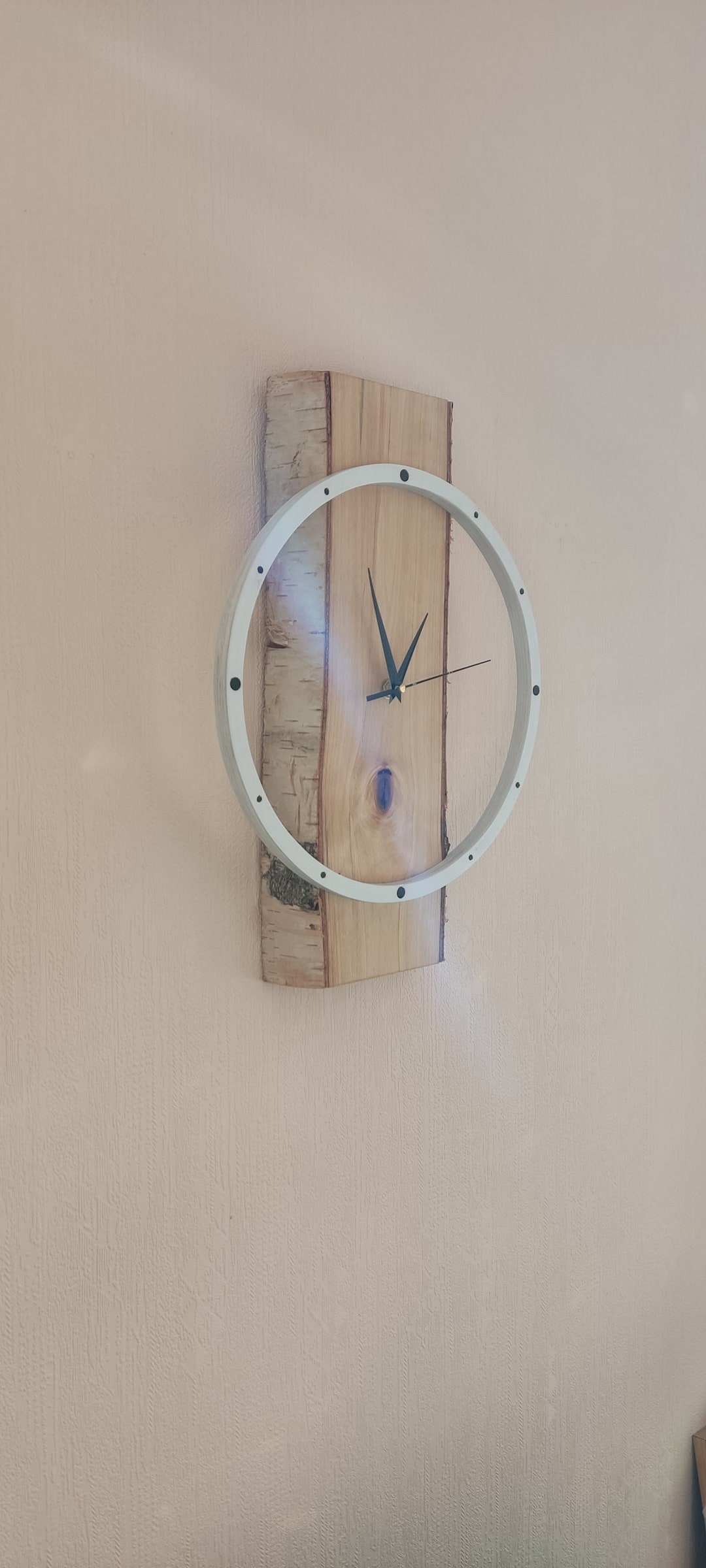Wall Clock, Natural Wood, Rustic Style, Vintage Clock, Country Style ...