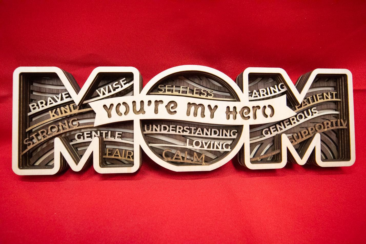 3D Layered MOM "your My Hero" Décor | Great Mother's Day Gift | Mom ...