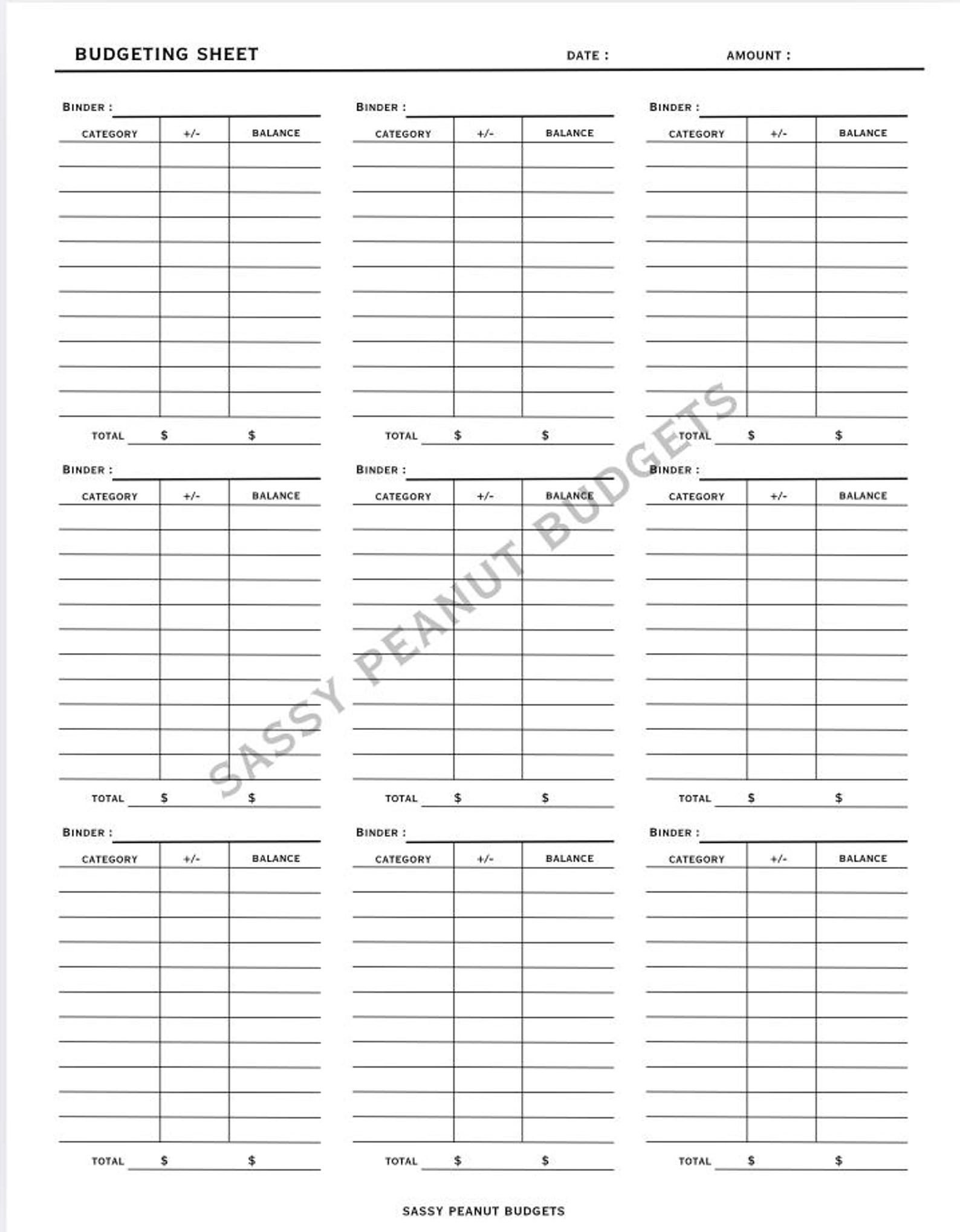 Budgeting Sheet by Binders - Etsy