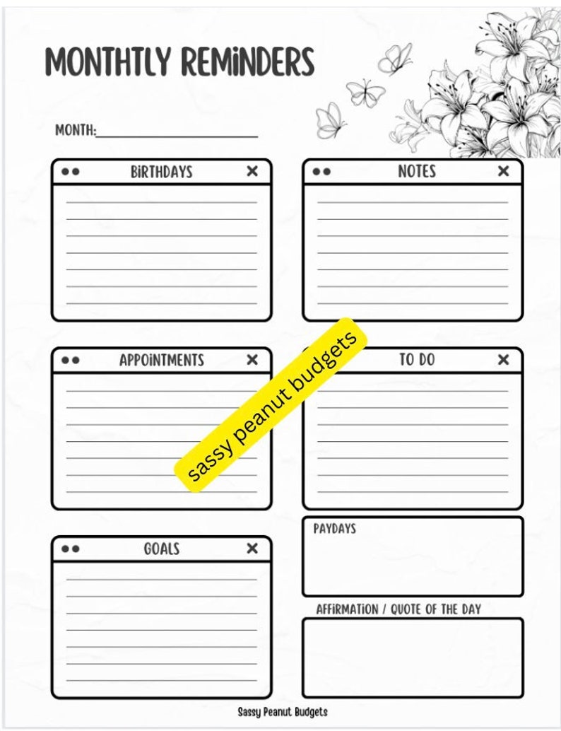 Monthly Reminders Digital - Etsy