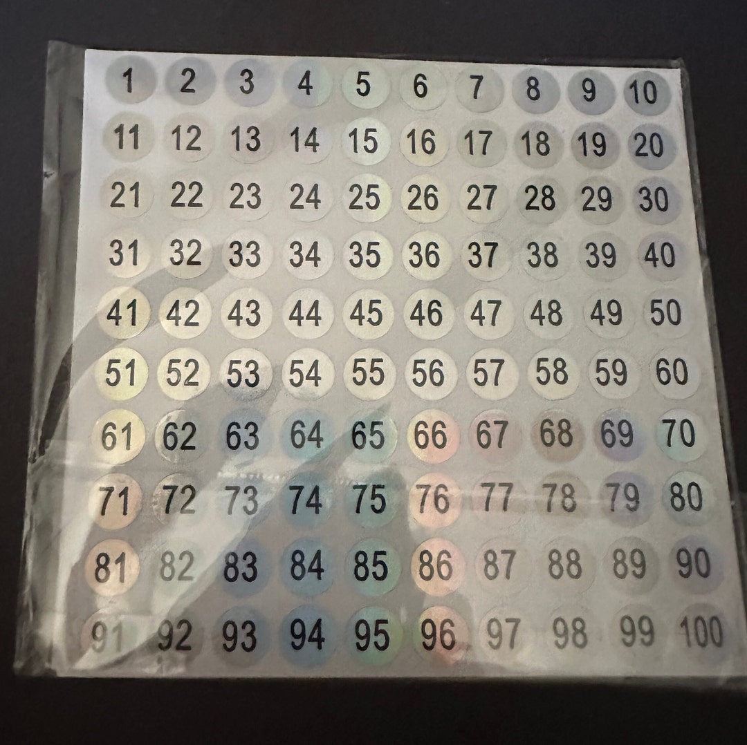 Holographic 1-100 Number Stickers - Etsy