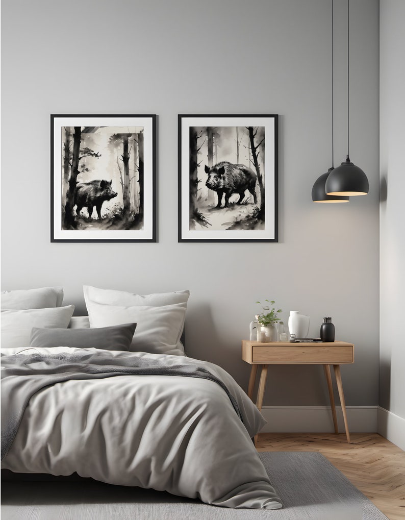 Wild Boar Painting, Wild Boar Printable Wall Art, Printable Wild Boar ...