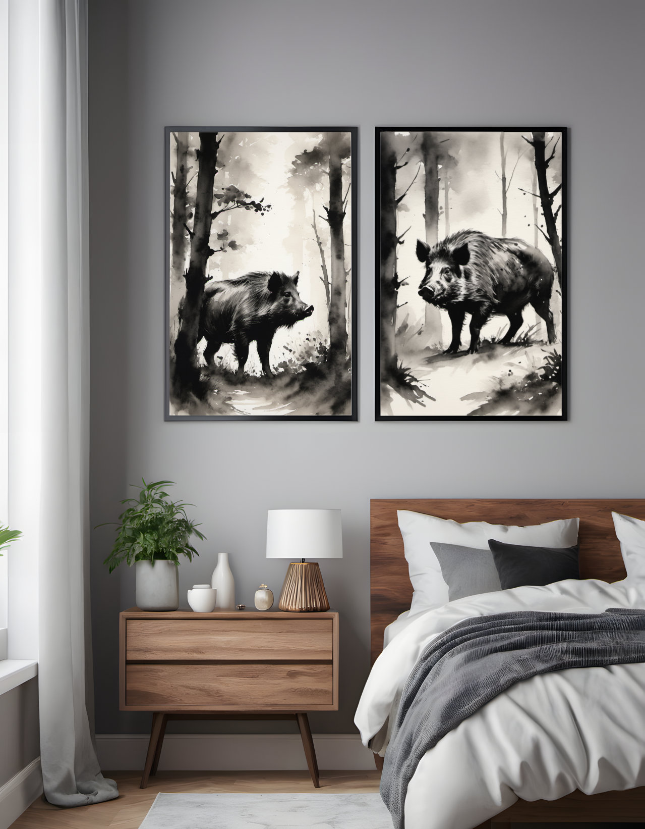 Wild Boar Painting, Wild Boar Printable Wall Art, Printable Wild Boar ...