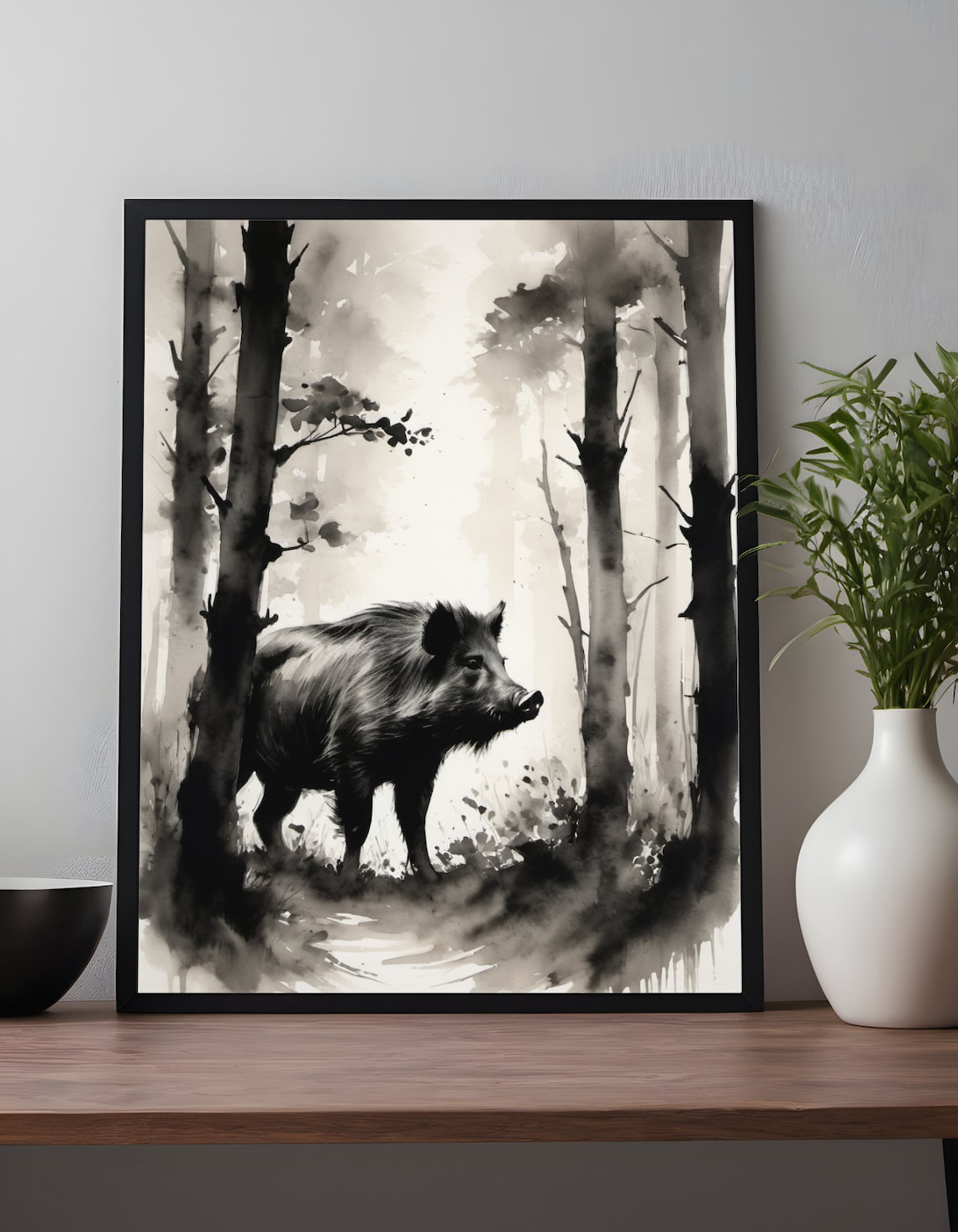 Wild Boar Painting, Wild Boar Printable Wall Art, Printable Wild Boar ...