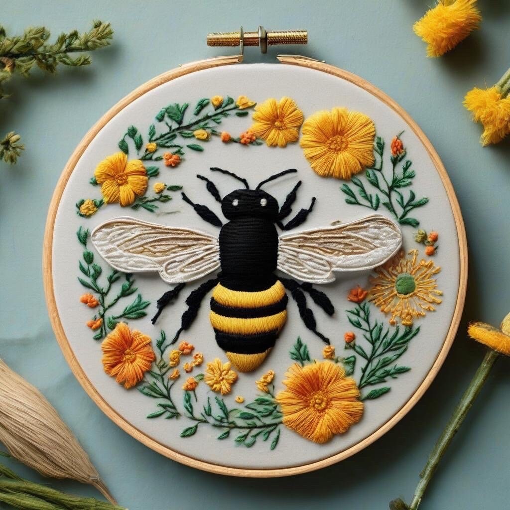 Bumblebee Embroidery Pattern, Bee Hand Embroidery, Bee Embroidery PDF ...