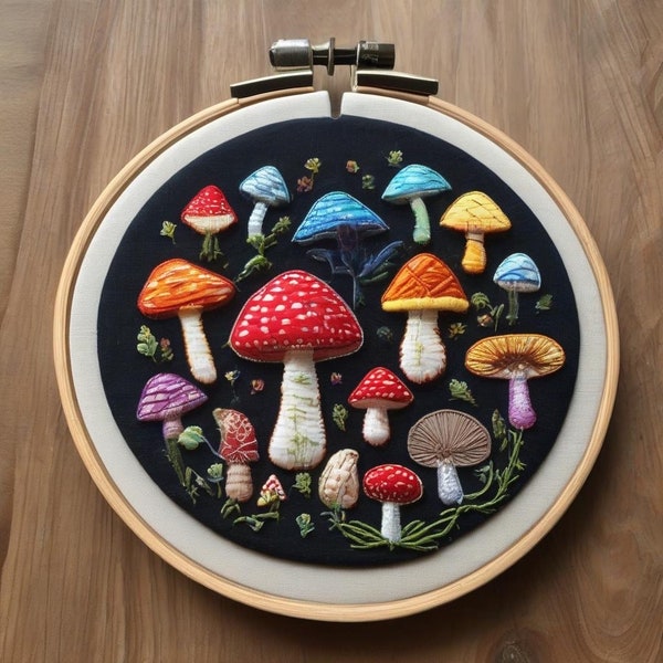 Mushroom Embroidery Pattern - Etsy